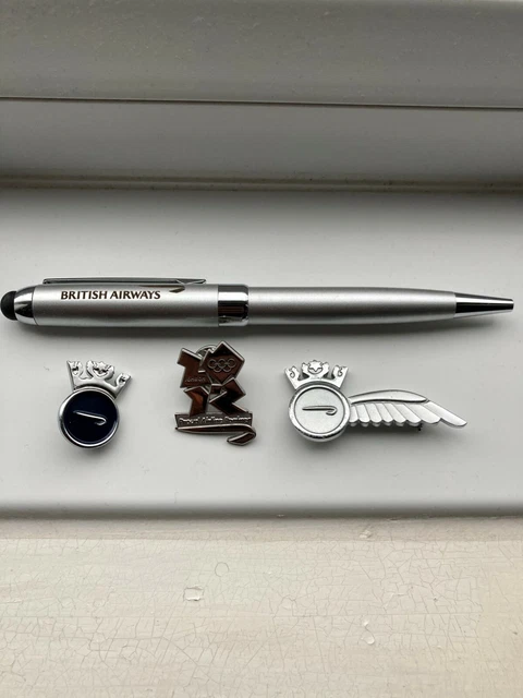 BRITISH AIRWAYS WING Badge+Rare Dispatcher Badge+Pen+Olympics Ba Badge ...