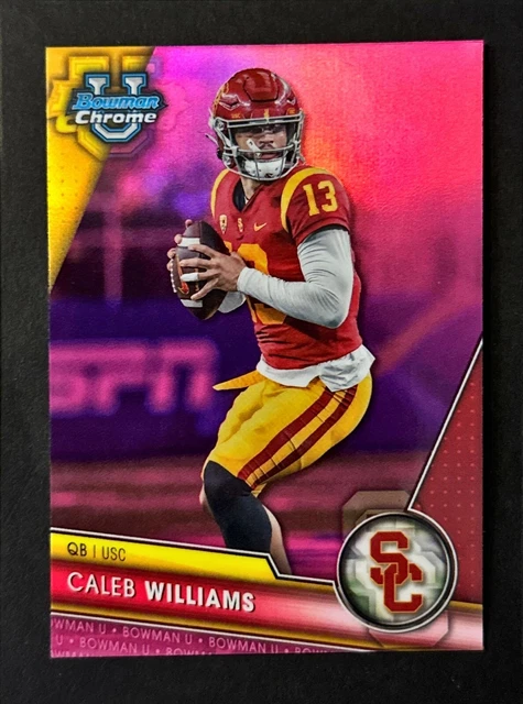 2023 BOWMAN U rifrattore argento cromato Caleb Williams rookie rosa RC ...