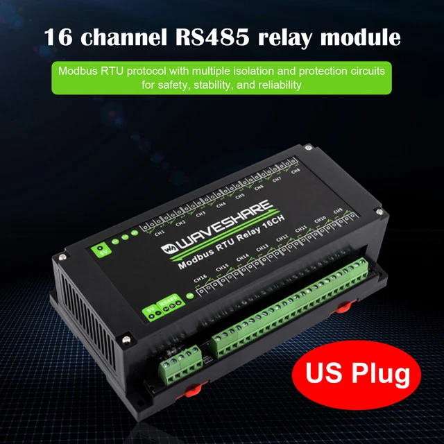 MODBUS RTU 16-CHANNEL RS485 Relay Module Isolation Protection Circuits ...