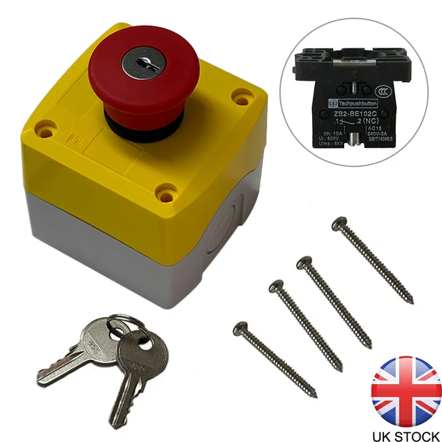 EMERGENCY STOP BUTTON Station Key Release Surface Mounted 1 Nc 10A 600V ...