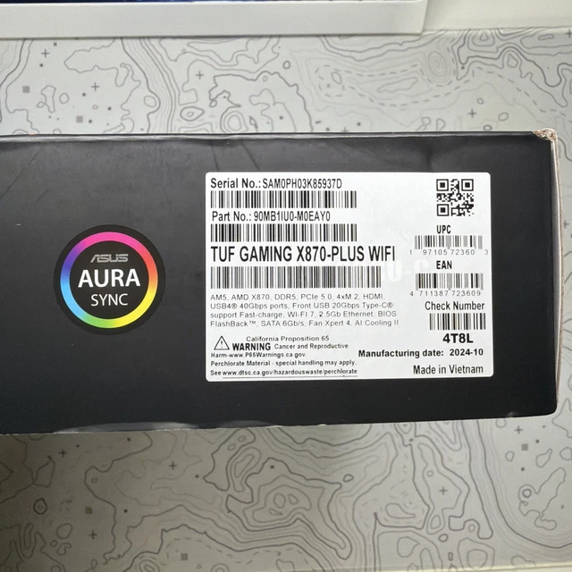 ASUS TUF GAMING X870-PLUS WIFI AMD ATX motherboard DDR5, PCIe 5.0 £172. ...