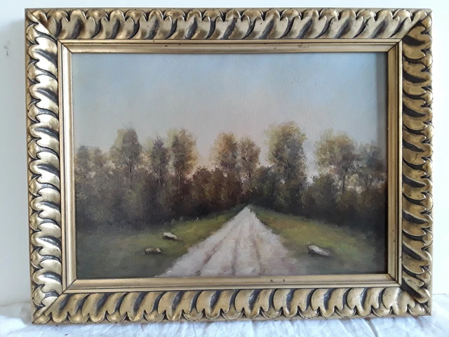 ÖLGEMÄLDE SIGNIERT ATTINGER Art Kunst Waldweg 1832-1915 Zürich Öl Pappe ...