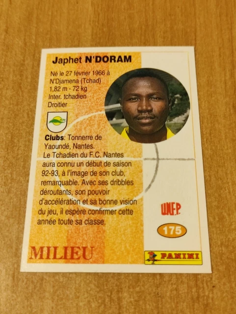PANINI JAPHET N'DORAM Fc Nantes Official Football Cards 1994 #175 EUR 1 ...
