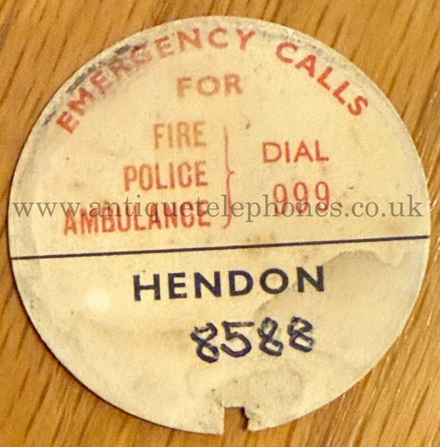 GENUINE GPO TELEPHONE dial label HENDON 8588 AA £6.96 - PicClick UK