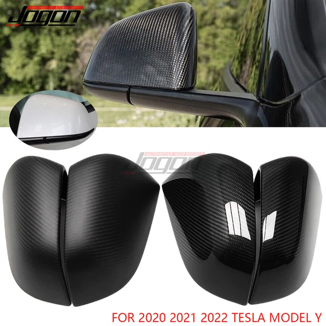 FOR 2020 2021 2022 Tesla Model Y Carbon Fiber Side Mirror Cover Cap ...