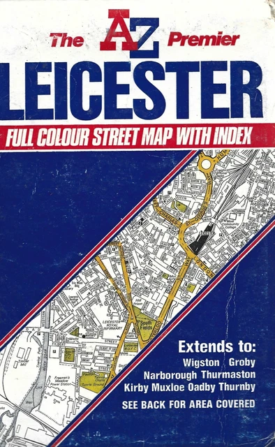 VINTAGE OLD Leicester Street Map Plan A-Z Wigston Groby Narborough ...