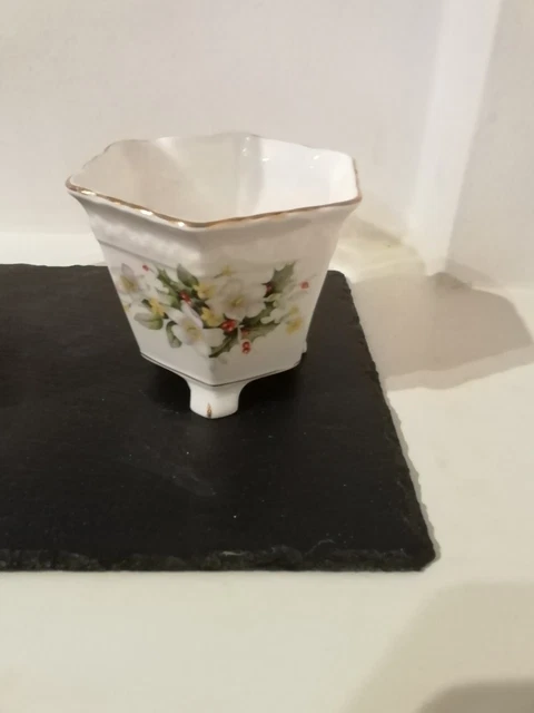 VINTAGE NORCROFT FINE Bone China Footed Plant Pot / Christmas Flowers ...