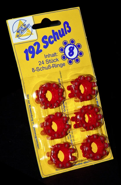 WICKE 8ER PLASTIK RING AMORCES SET SCHMAL RARE OVP 70s TOY CAP GUN ...
