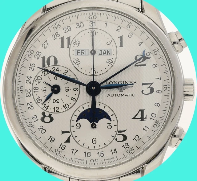LONGINES #L2.673.4 MASTER Chronograph SS Day Date Month Automatic Watch ...