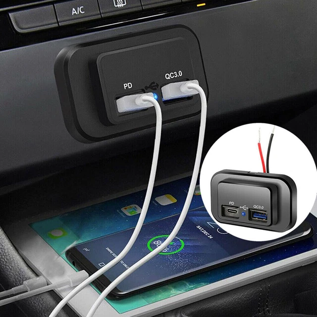 PD TYPE C USB Port Car Fast Charger Socket Power Outlet Panel Mount ...