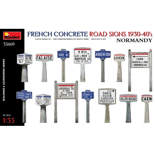 FRENCH CONCRETE ROAD SIGNS 1930-40s NORMANDY KIT 1:35 Miniart Kit Art ...