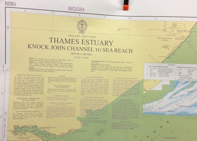 ADMIRALTY SEA CHART. THAMES ESTUARY, KNOCK JOHN. No.1609. ENGLAND E ...