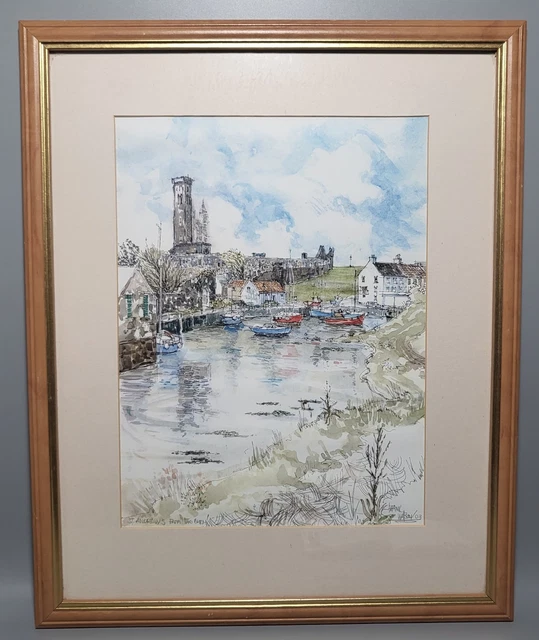 ST ANDREWS WATERCOLOUR Painting by Frank Watson Scottish Artist Framed ...