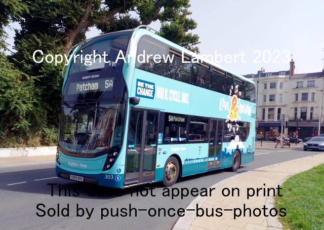 BRIGHTON & HOVE YX69 NVO - Fleet No: 303 Bus Photos 6 x 4 Ref - BH £1. ...