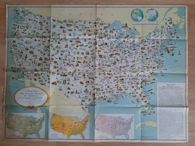 PICTORIAL MAP OF UNITED STATES OF AMERICA £3.99 - PicClick UK