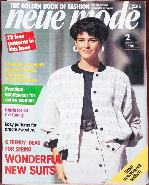 NEUE MODE SEWING Pattern Magazine February 1988 Vintage Knits English ...