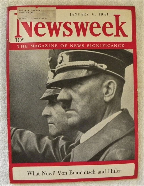 1941 NEWSWEEK MAGAZINE, Adolf Hitler, World War II, "What Now?" WW2 ...