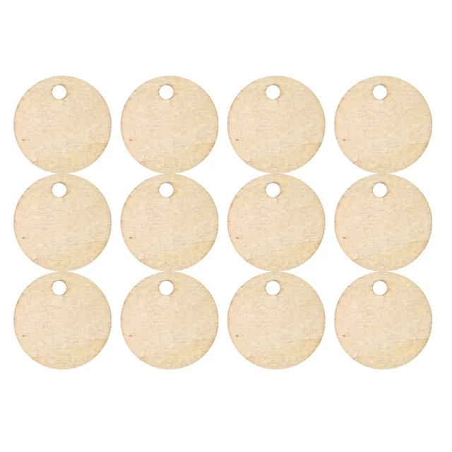 50 PCS BAMBOO Wood Tags Unfinished Round Wooden Circles with Holes £4. ...