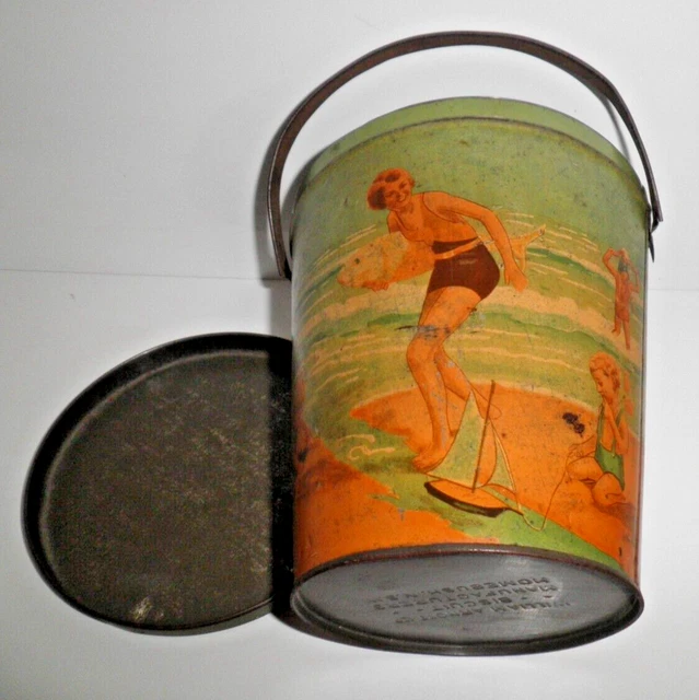 1950S RARE ARNOTTS "BUCKET SERIES" BISCUIT TIN BONDI BEACH SURFBOARD ...
