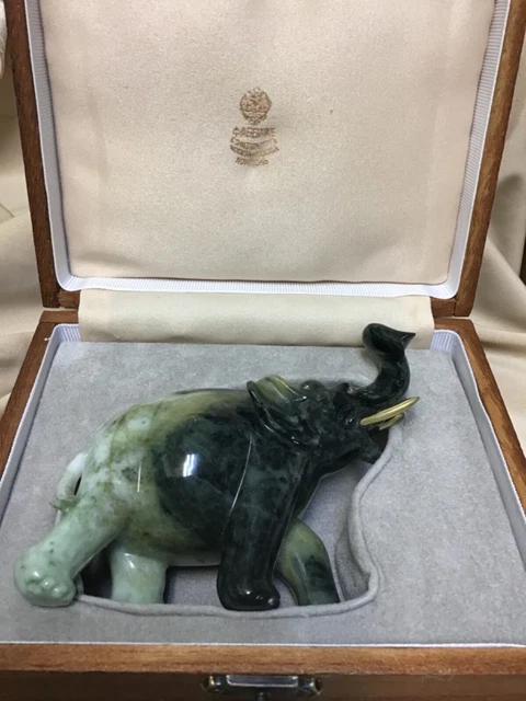 ANTIQUE RUSSIAN JADE with Silver Tusks Ruby’s eyes Elephant $3,032.04 ...