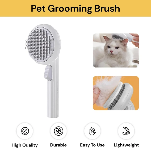 HAIR CLEANER BRUSH Self Cleaning Slicker Comb Dog Cat Pet Grooming ...