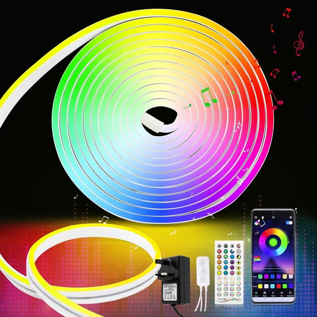RGB LED STRIP Lights 5M, Neon Light Color Changing, Music Sync, 5M £35. ...