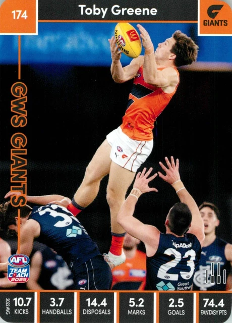 2023 GWS GIANTS AFL Card TOBY GREENE Teamcoach EUR 3,09 - PicClick IT