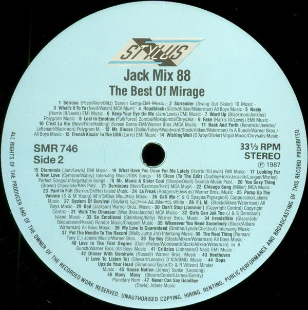 MIRAGE - Jack Mix 88 - The Best Of Mirage - 88 Non Stop Hits (LP, Comp ...