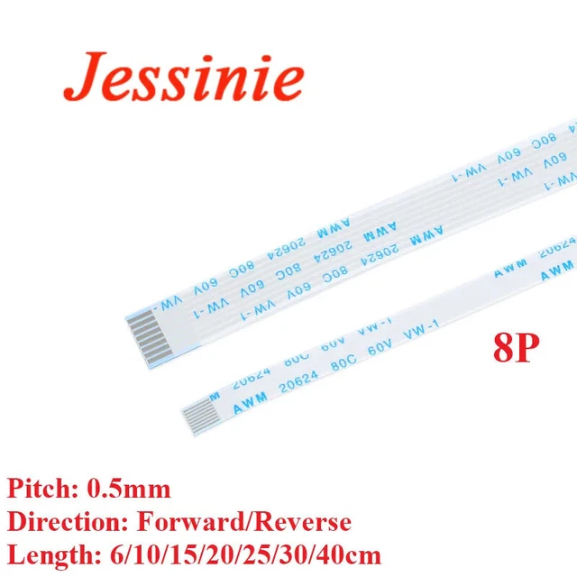 10PCS FPC/FFC 8P Flexible Flat Cable 0.5mm Pitch Multi-Length Connector ...