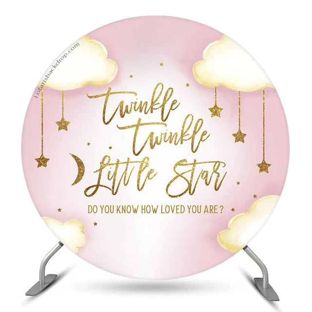 TWINKLE LITTLE STAR Pink Baby Shower Round Backdrop $37.90 - PicClick AU