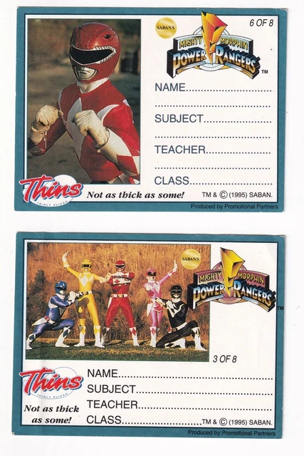 SABANS MIGHTY MORPHIN Power Rangers Book Name Tag Thins Chips 1995 EUR ...