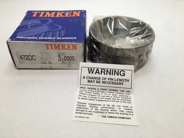 TIMKEN 472DC-3 DOUBLE Taper Roller Bearing Cup 4.725" OD 472-DC 3 ...