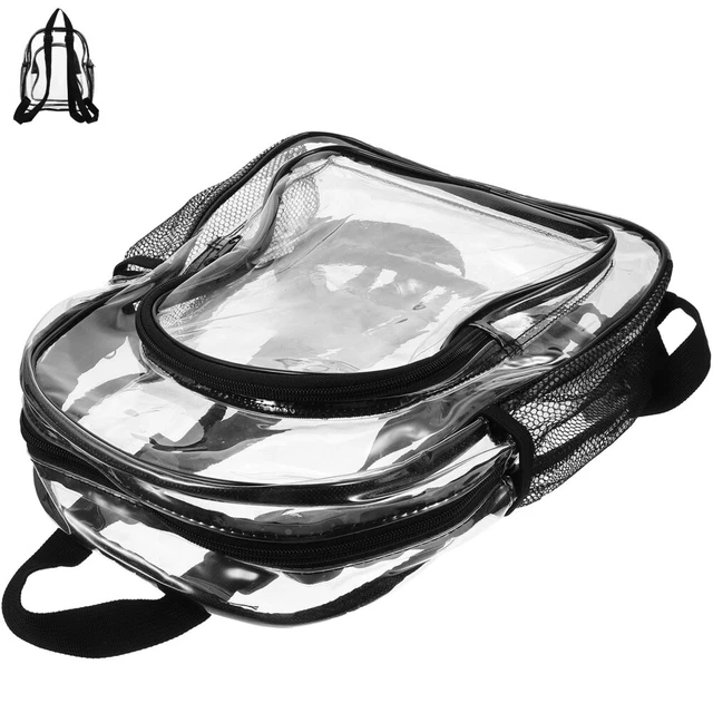 BORSA SCUOLA TRASPARENTE PVC zaino per stadio piccolo unico EUR 16,24 ...
