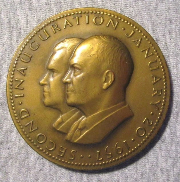 JAN 20 1957 Eisenhower Nixon Bronze Inauguration Medal BRONZE 2 3/4 ...