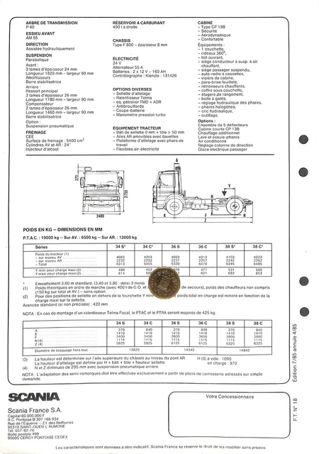SCANIA TRUCKS / Technical Sheet / Tractor P 92 Ma 4 X 2 Intercooler £6. ...