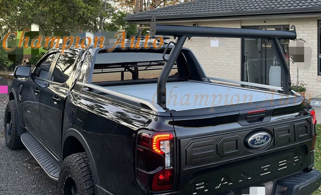 BLACK LADDER RACK FOR NEXT GEN Ford Ranger Wildtrak Roller Cover Track ...