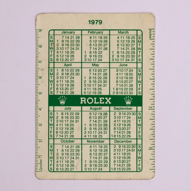 ROLEX CALENDAR CARD 1979 1980 for all Rolex Models £88.80 - PicClick UK