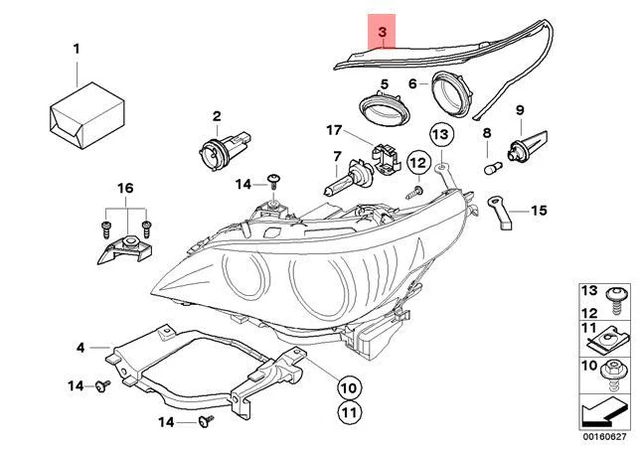 GENUINE BMW E60 E60N E61 E61N Estate Gasket Headlight Left OEM ...