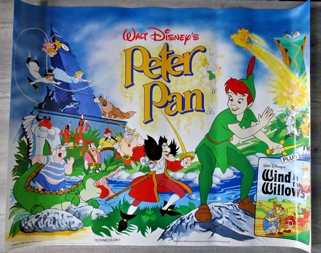PETER PAN POSTER Original Quad Walt Disney 1980s RR With Wind in The ...