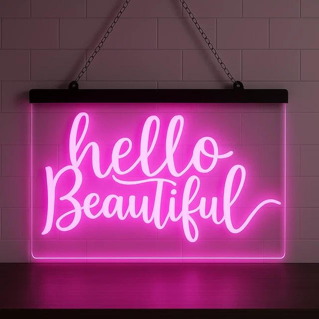 RGB 7 COLOUR Hello Beautiful Girl LED Neon Sign light £20.42 - PicClick UK