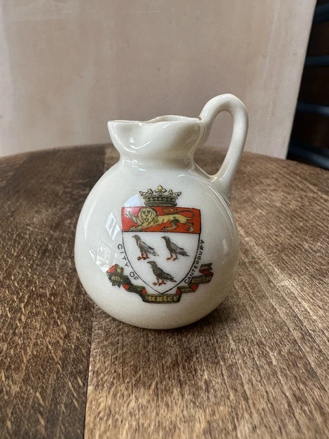 ARCADIAN CHINA CRESTED Ware City Of Canterbury Miniature Vase Jug Roman ...