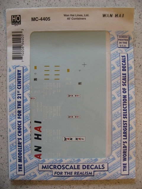 MICROSCALE DECALS HO MC-4405 Wan Hai Lines, Ltd 40' Containers Decal ...