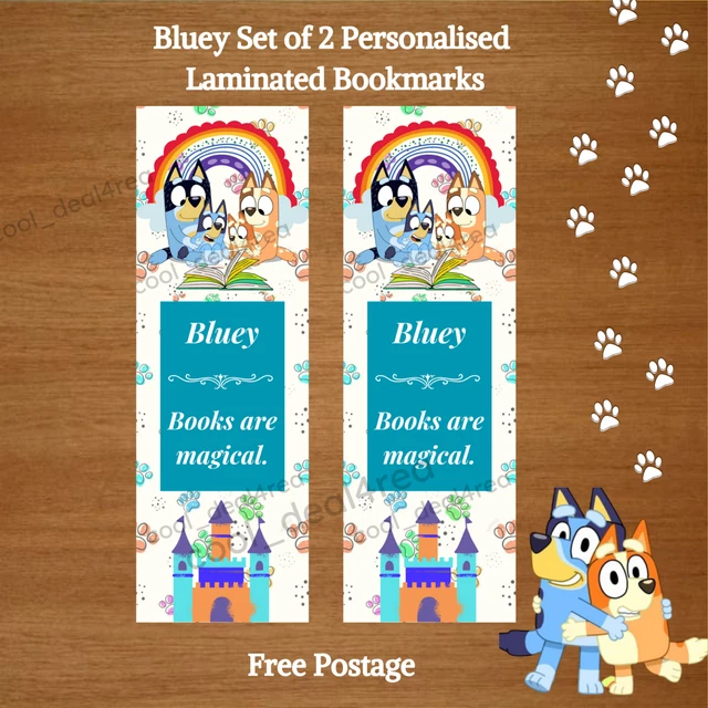 SET OF 2 Bluey Personalised Laminated Bookmarks Free Postage £4.99 ...