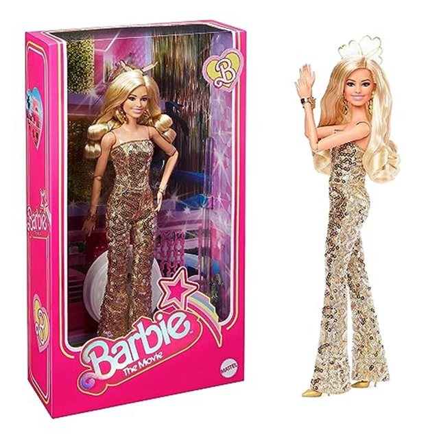 POUPÉE DE COLLECTION Barbie The Movie Margot Robbie en or combinaison disco LIVRAISON RAPIDE EUR ...