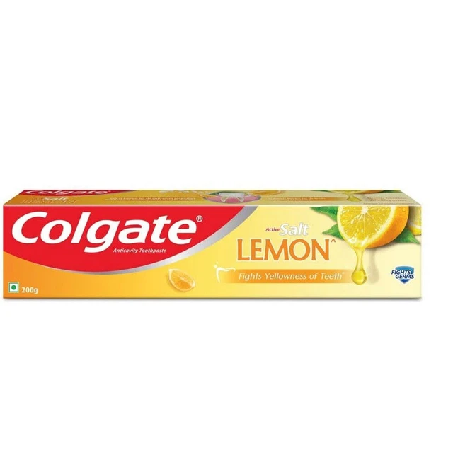 ?COLGATE ACTIVE SALT Lemon Toothpaste Germs Fighting 200g q741 £12.84 ...