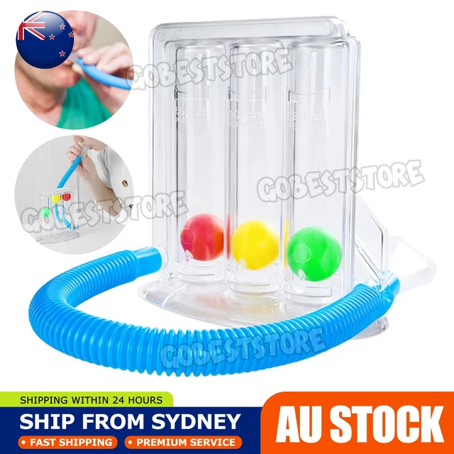 BREATHING LUNG EXERCISER Spirometer Trainer Deep Breath 3 Ball Meter ...
