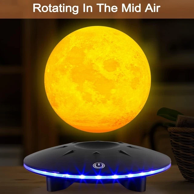 LEVITATING MOON LAMP Magnetic Floating 3D LED Night Light Touch Control ...