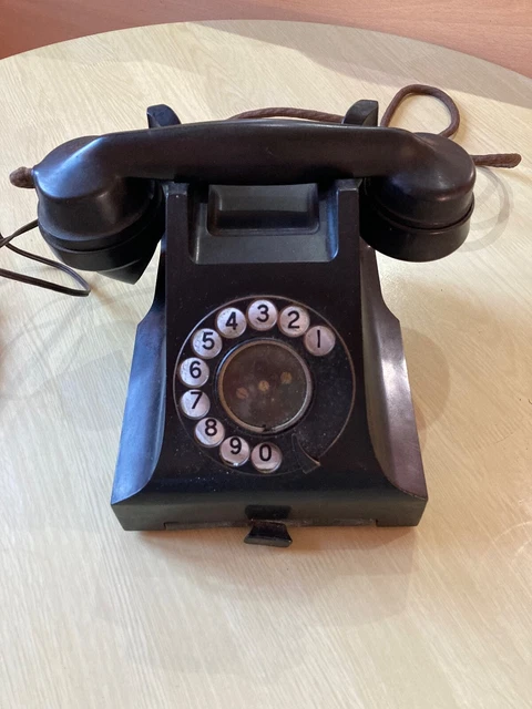 VINTAGE BAKELITE BLACK rotary dial telephone with drawer £100.00 ...