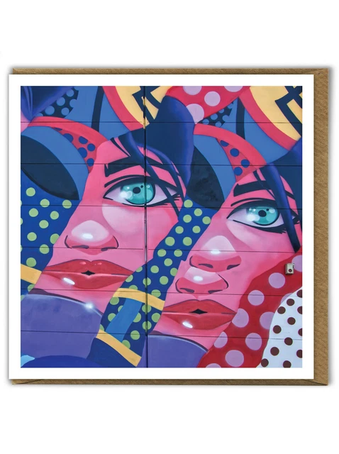 STREET ART GRAFFITI Mural 'Double Vision' Blank Birthday Greeting Card ...