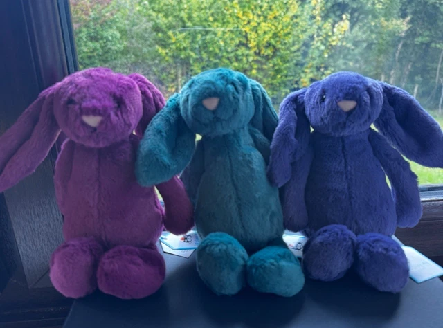 JELLYCAT 3 SMALL Bashful Bunnies SAFFYRE, ALLIUM + TEAL Christmas Drop £79 BNWT £82.84 - PicClick UK